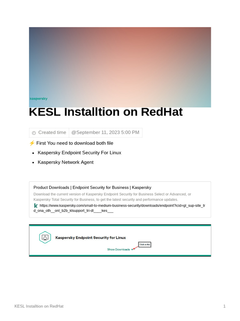 KESL Installtion On RedHat | PDF | Installation (Computer Programs) | Software Engineering