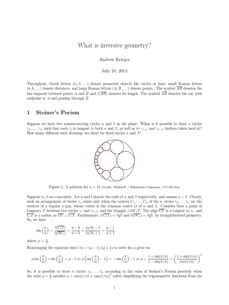 Inversive Geometry | PDF | Circle | Perpendicular