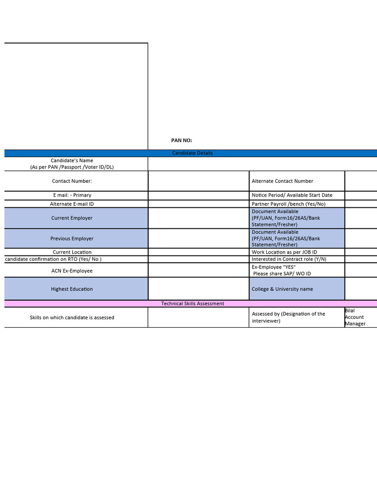 Accenture Assessment Form | PDF