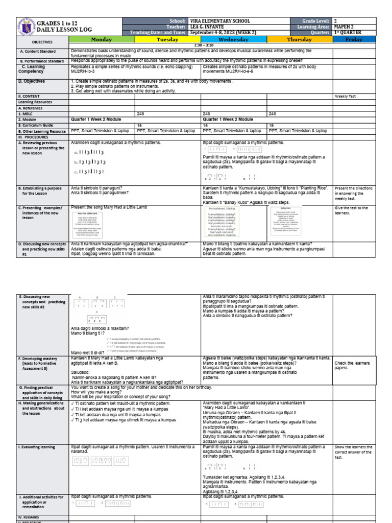 DLL Q1 W2 Mapeh | PDF