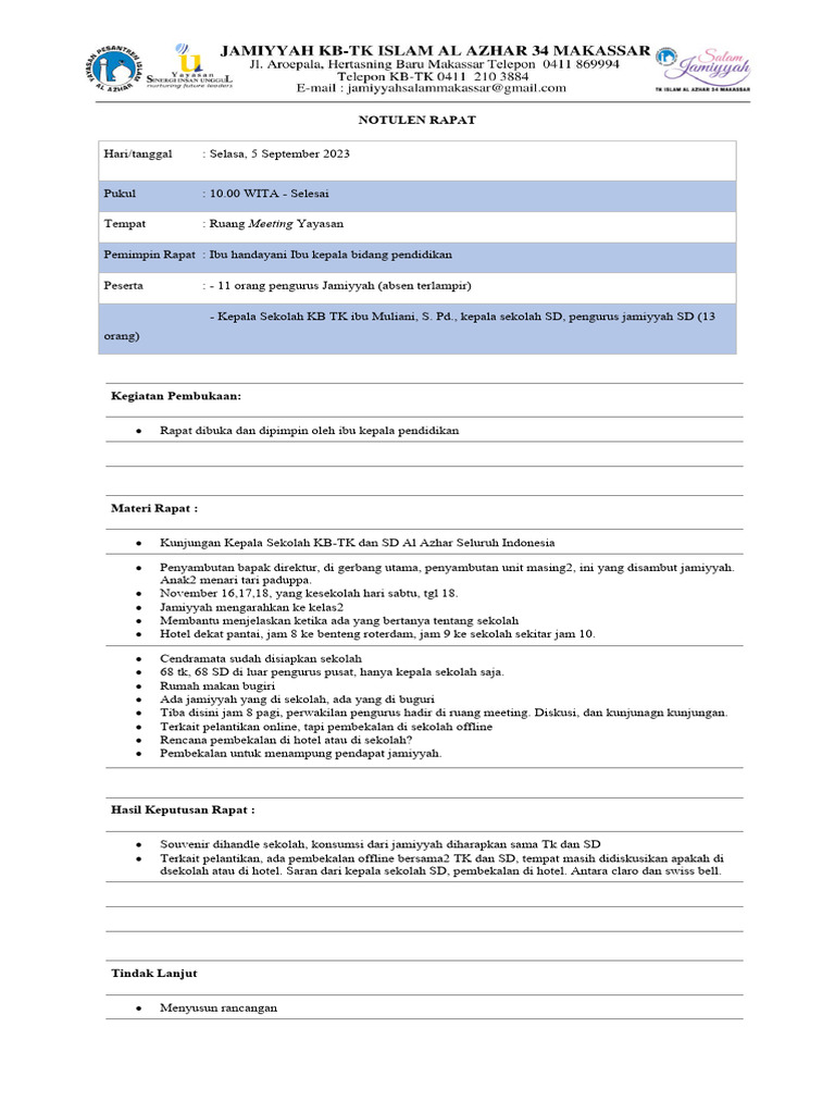 Notulen Rapat 2023 2 | PDF | Kesehatan Holistik