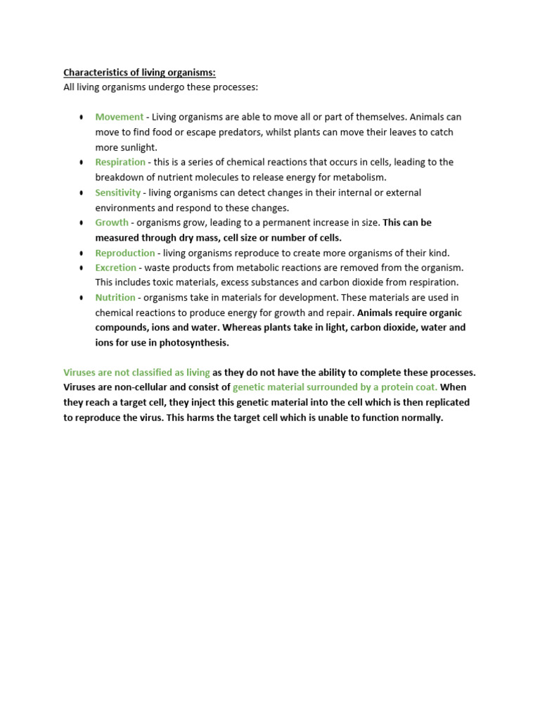 Understanding MRS GREN in Biology | PDF | Cell (Biology) | Organisms