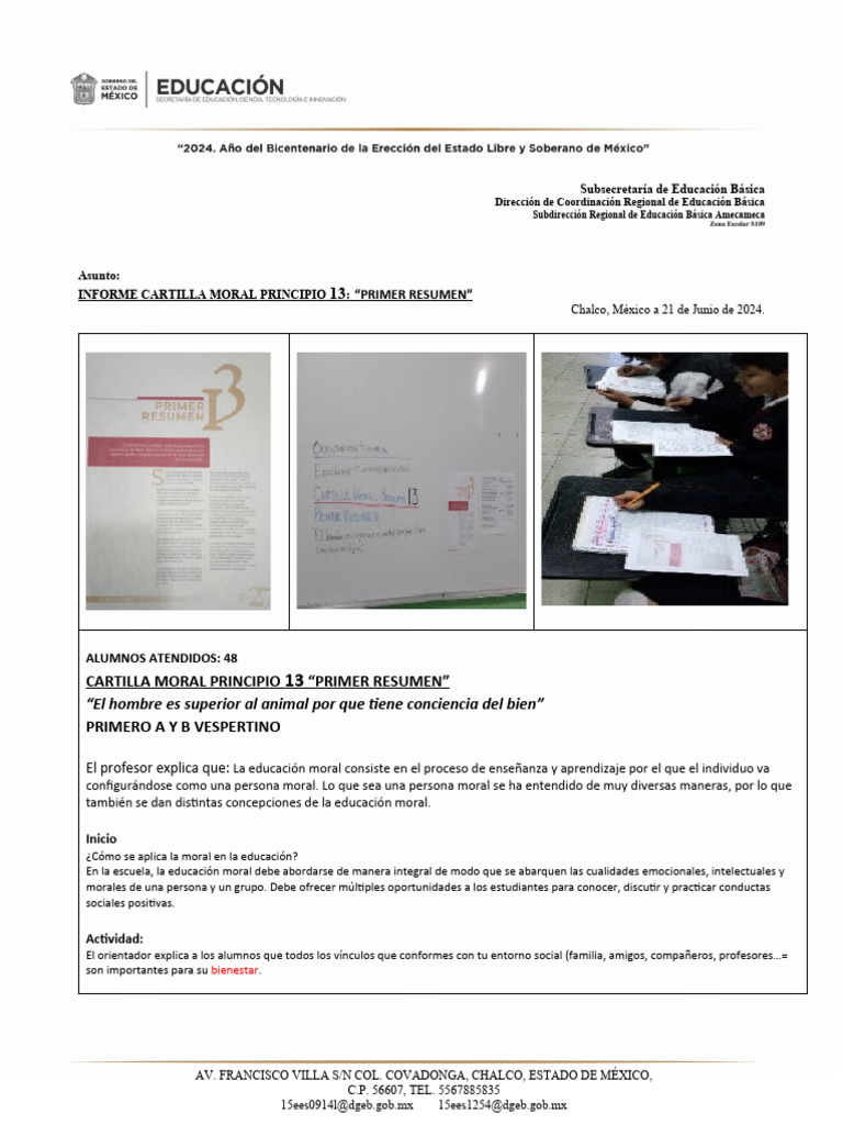 Informe de Cartilla Moral Principio 13 Sec | PDF | Moralidad ...