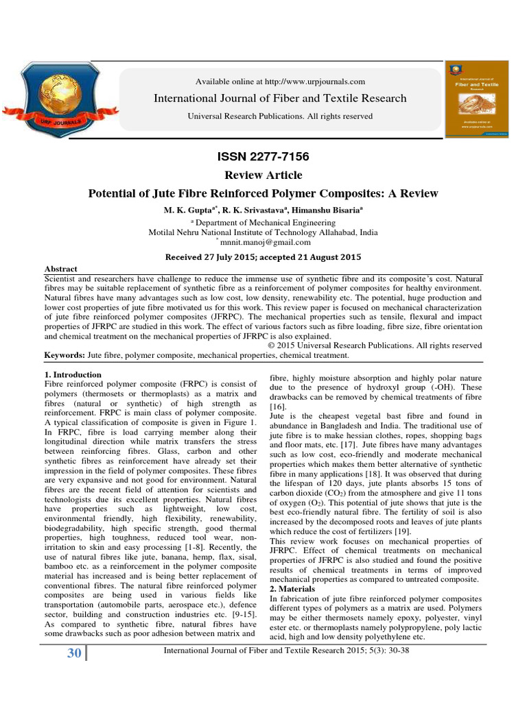 Potential of Jute Fibre Reinforced Polym | PDF | Composite Material ...