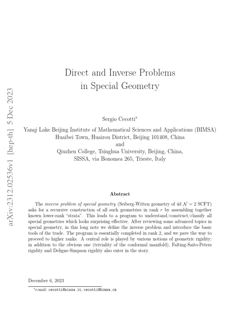 Inverse Problems in Special Geometry | PDF | Mathematical Physics ...