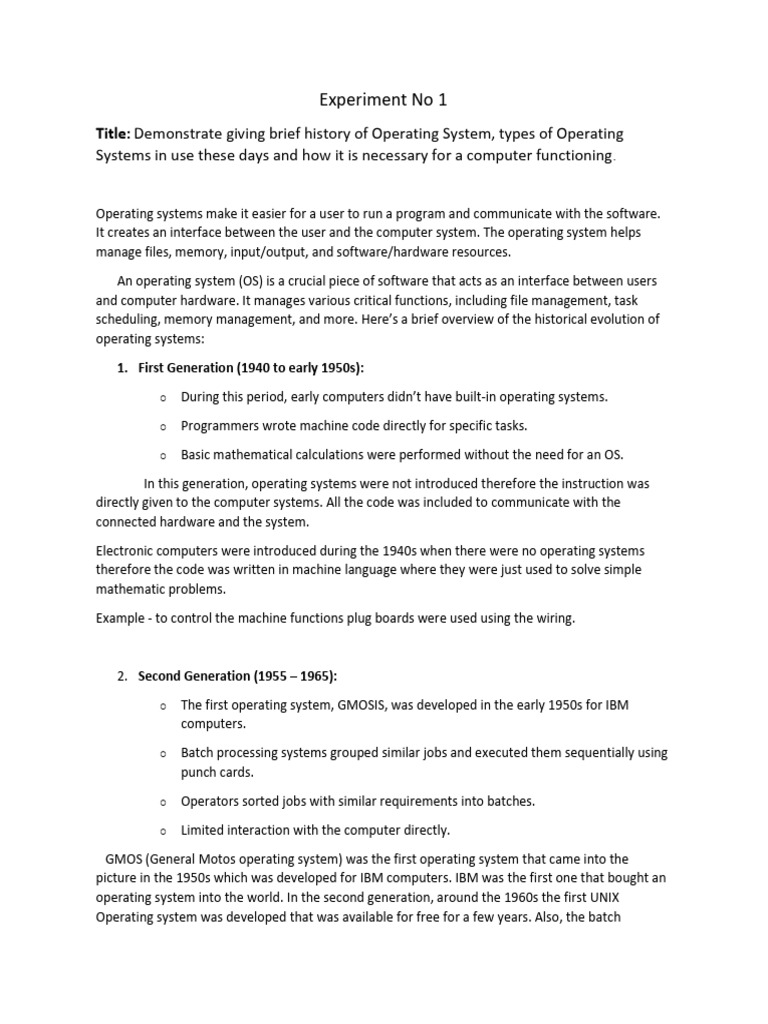 Exp 1 | PDF | Operating System | Process (Computing)