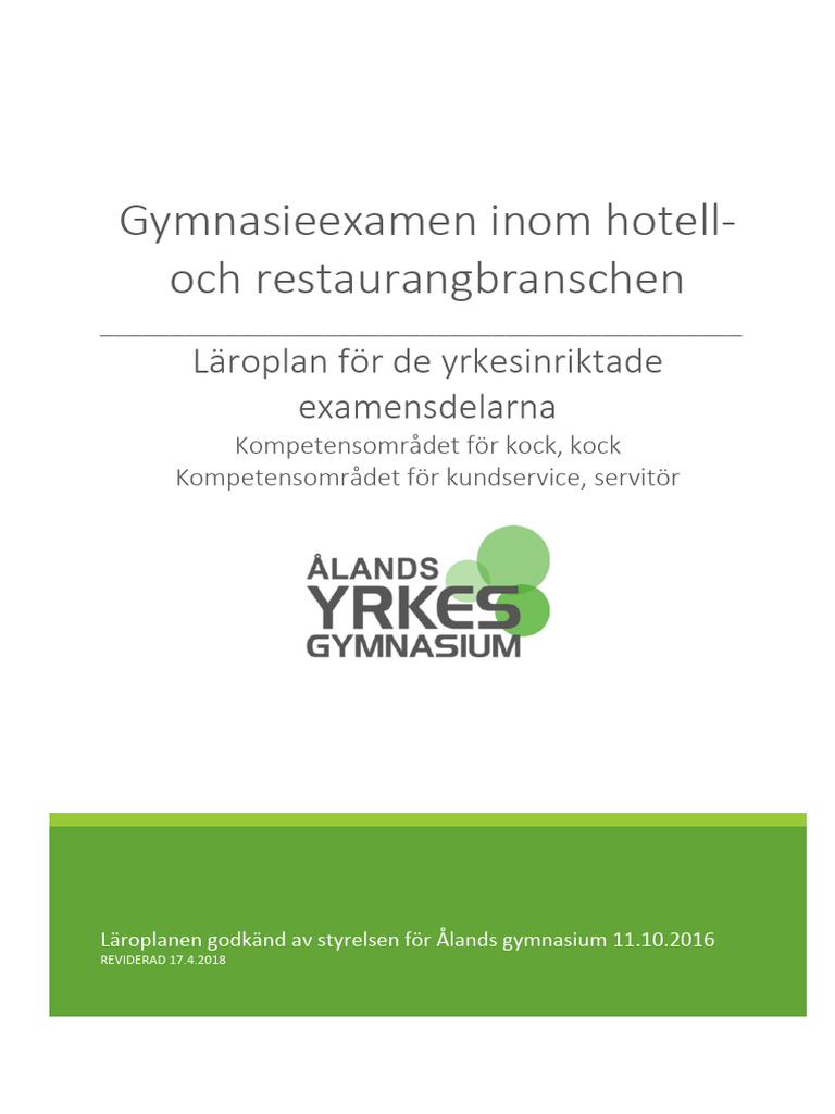 Laroplan Hotell - Och Restaurang v2 0 | PDF