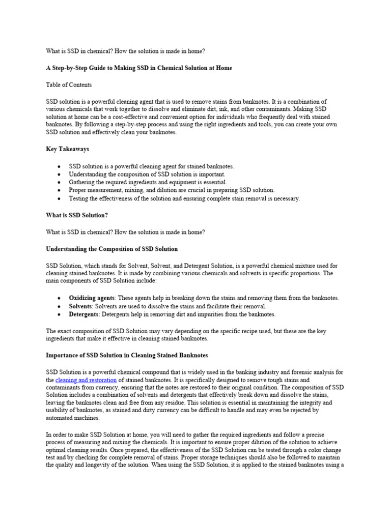 What is SSD | PDF | Solvent | Mixture