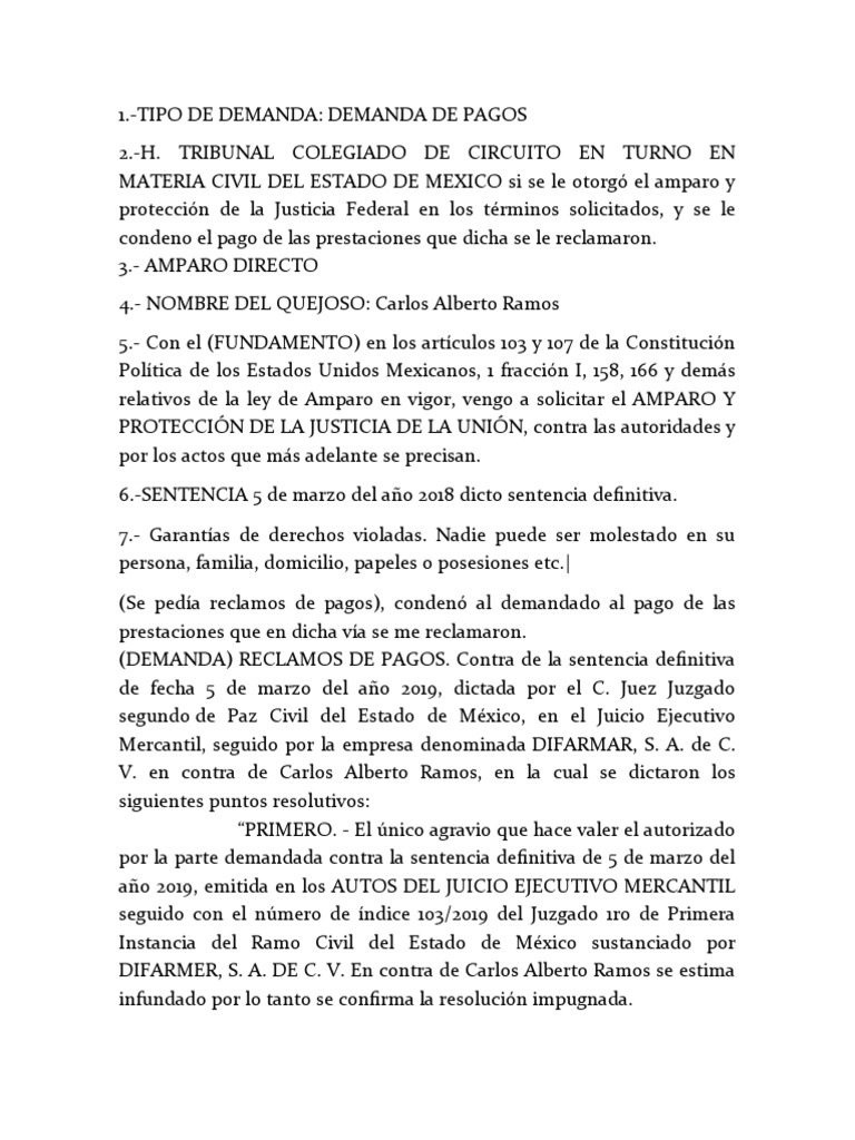 demanda directa | Descargar gratis PDF | Sentencia (ley) | Demanda judicial