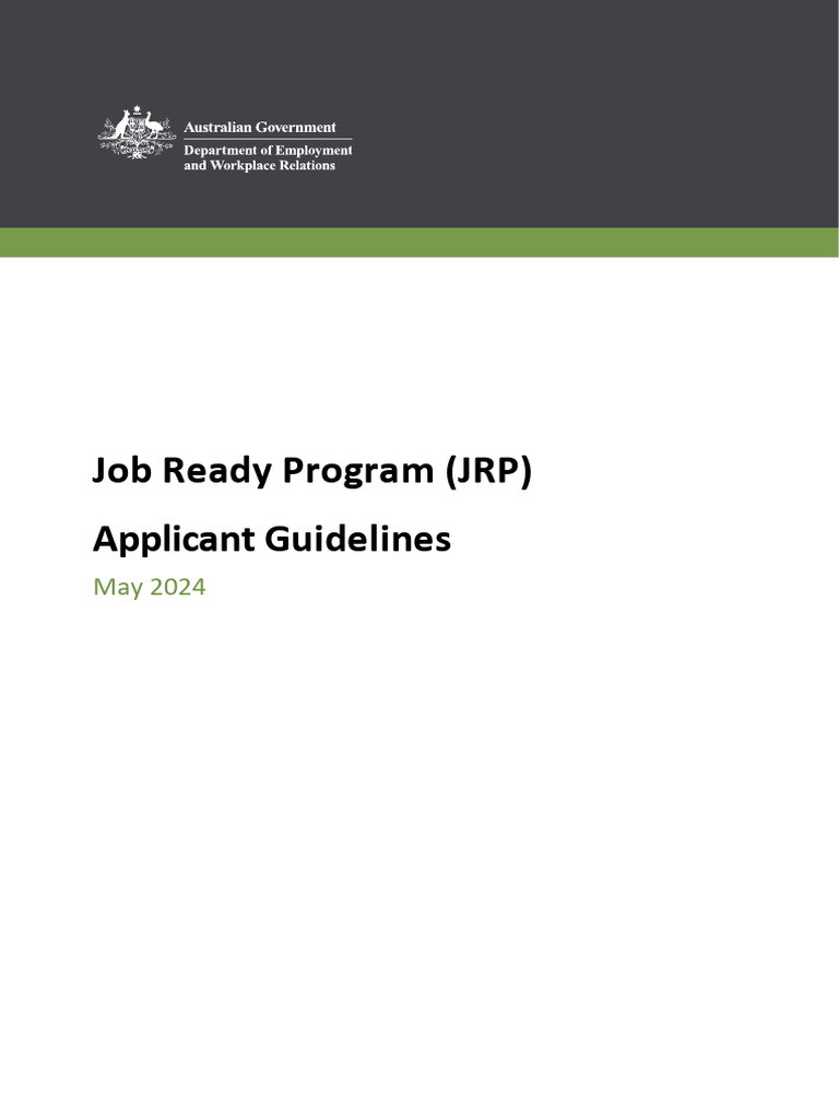 Job Ready Program Applicant Guidelines - May 2024 | PDF | Employment ...
