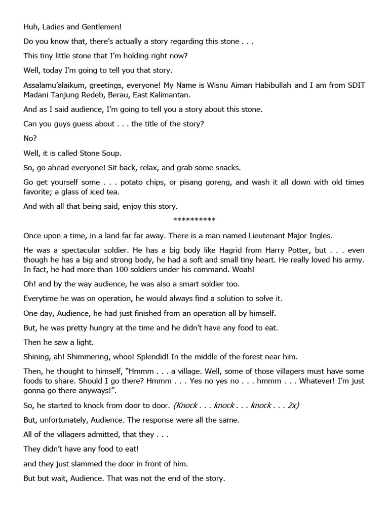 Story Telling Stone Soup | PDF | Cooking, Food & Wine | Home & Garden