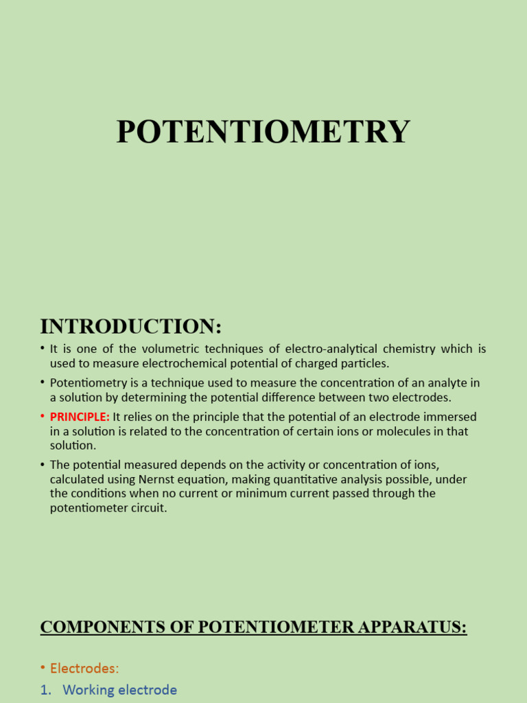Lec 7 Potentiometry | PDF | Titration | Chemistry