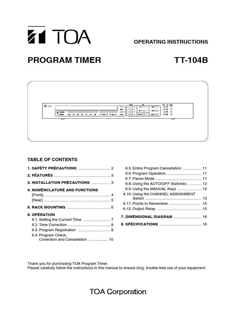 Spec of Toa Tt104b-H - Mt1e | PDF | Electrical Connector | Ac Power ...