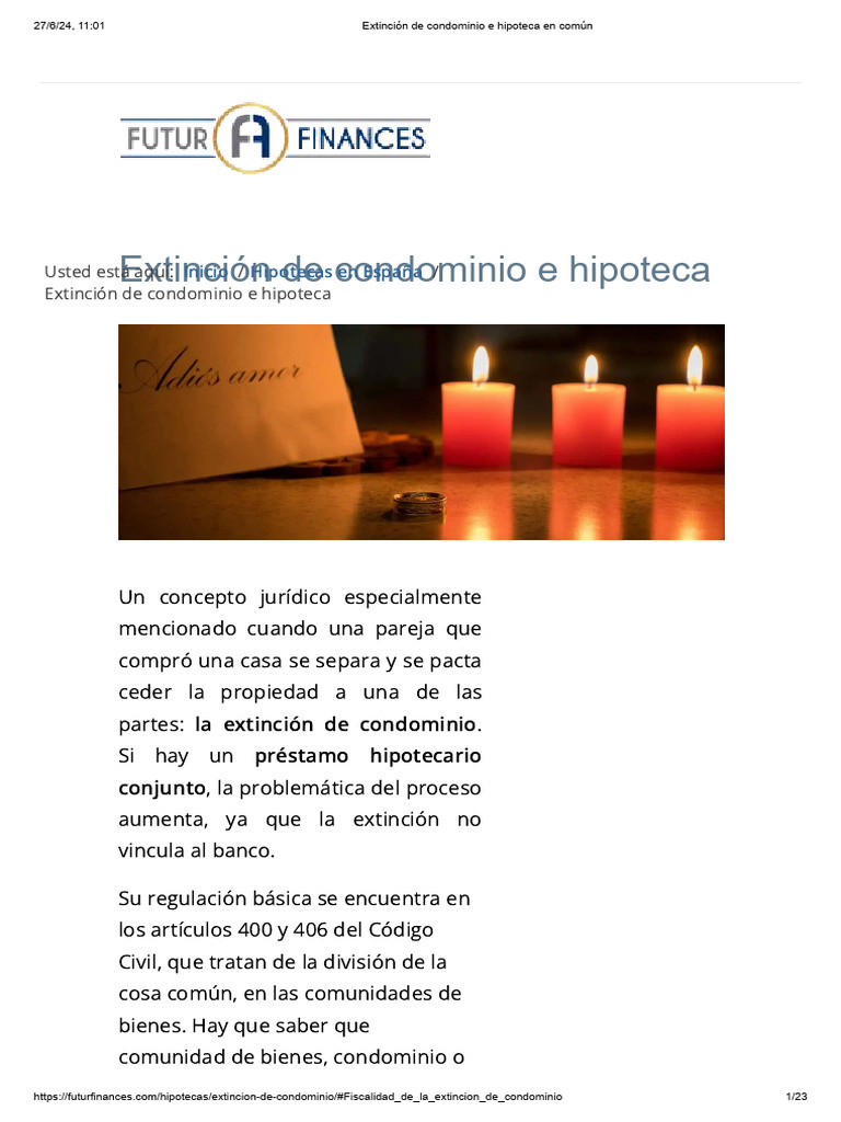 Extinción de Condominio e Hipoteca en Común | PDF | Condominio | Hipotecas