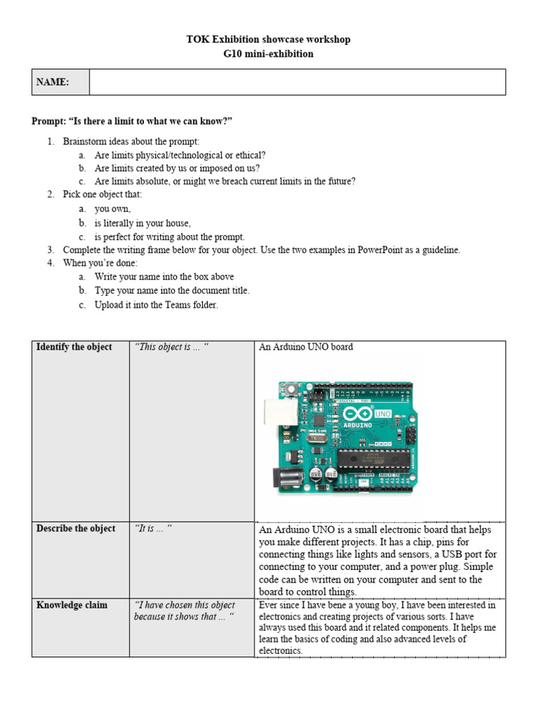 G10 TOK Mini-Exhibition TEMPLATE | PDF | Arduino | Computing