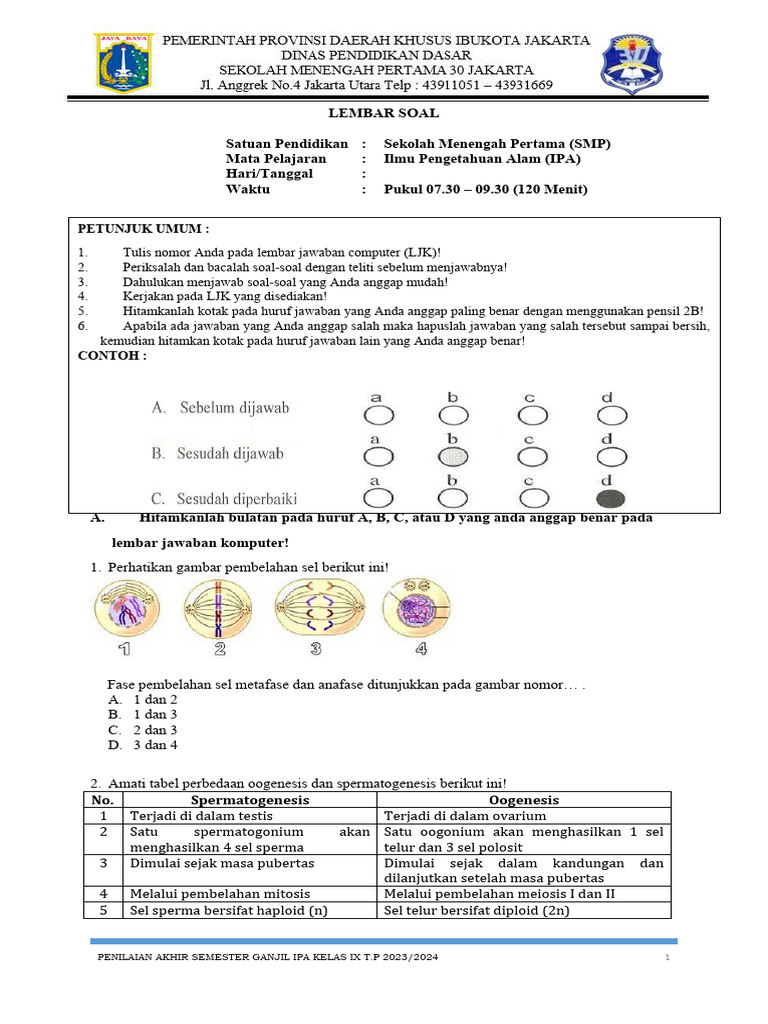 Soal Ipa Kls 9 Pas Ganjil 2023-2024 | PDF | Seni & Disiplin Bahasa