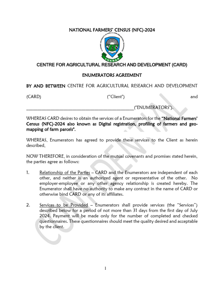 Enumerators Contract 01072024 | PDF | Census | Insurance