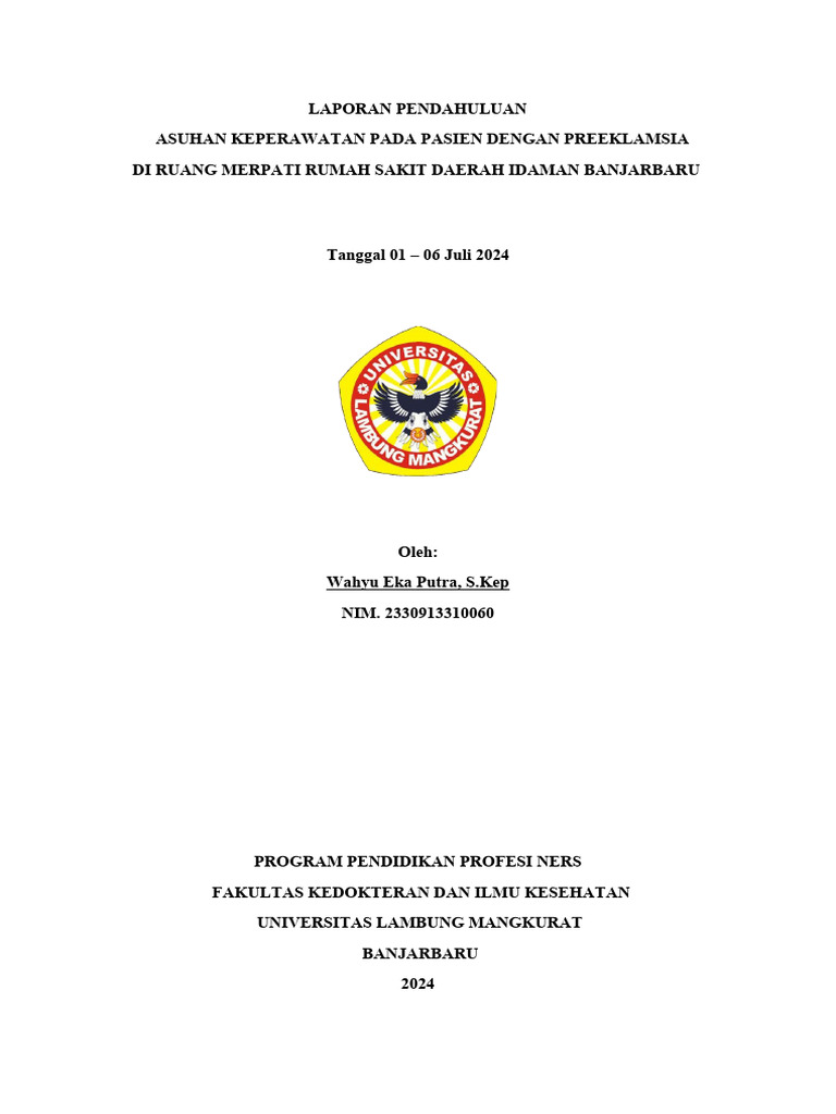 Asuhan Keperawatan Preeklamsia di RSID Banjarbaru | PDF | Pengembangan Diri | Kesehatan Holistik