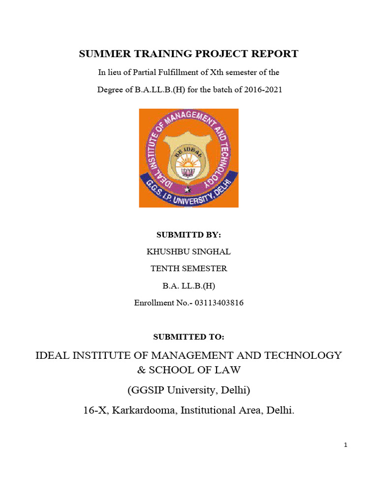 Sakshi Internship Report | PDF | Lawsuit | Bail