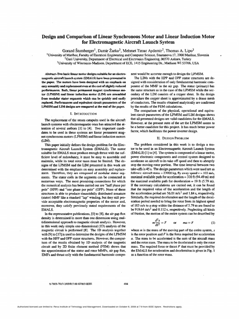 Design and Comparison of Linear Synchronous Motor and Linear IM For ...