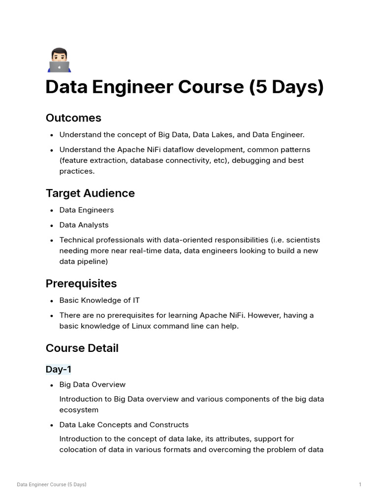 Data_Engineer_Course_(5_Days) | Download Free PDF | Big Data | Databases