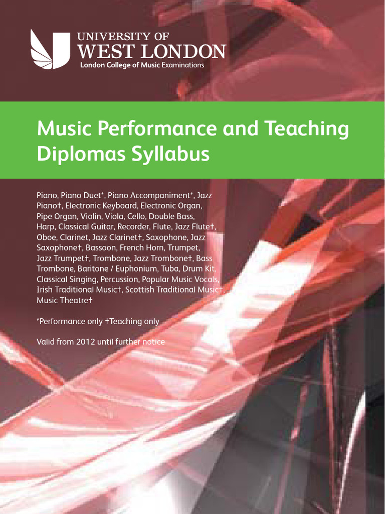 Music Performance and Teaching Diplomas | PDF | Musicology