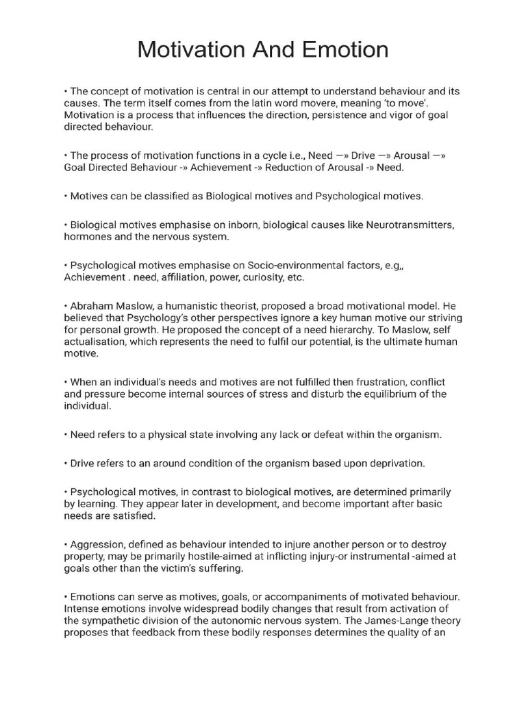 9. Motivation And Emotion | PDF