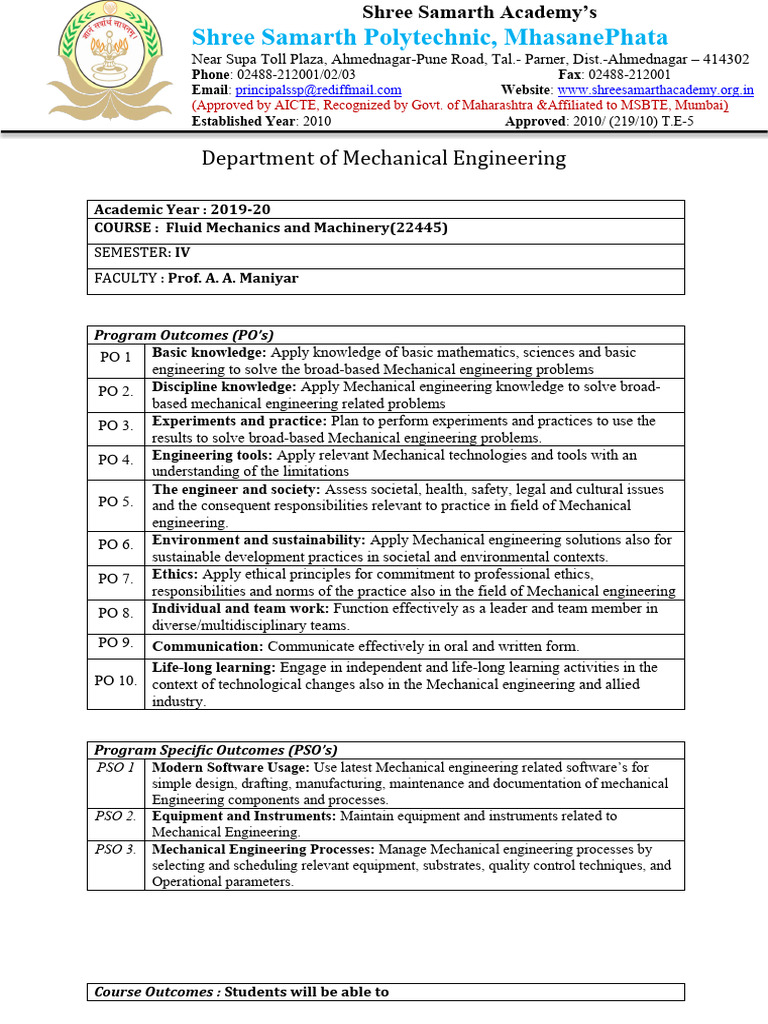 Final CO - Po Mapping FMM B | PDF | Engineering | Pressure Measurement