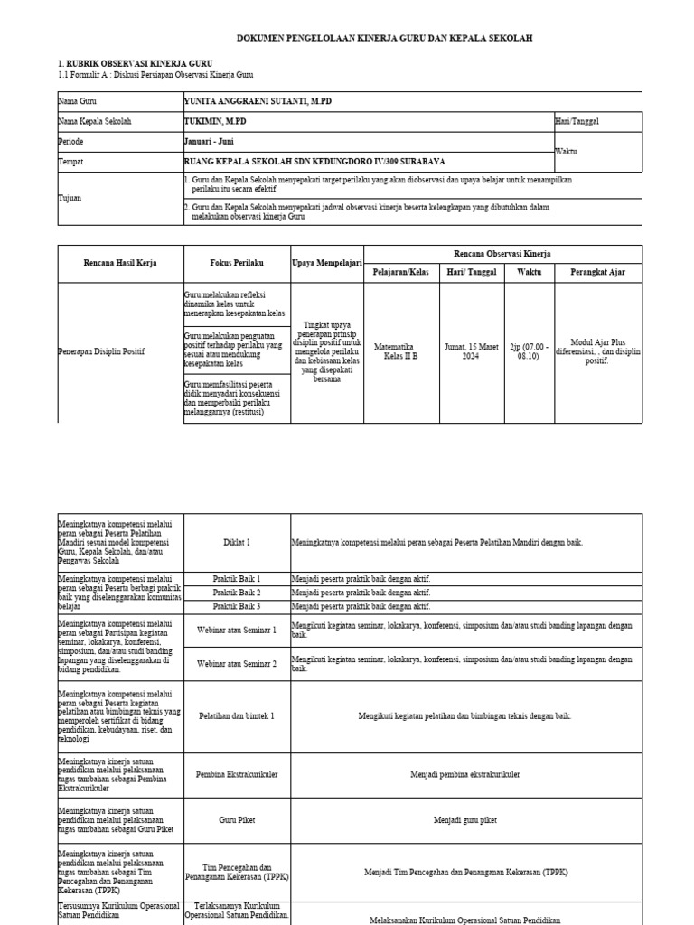Form Observasi Guru | PDF | Karier & Perkembangan