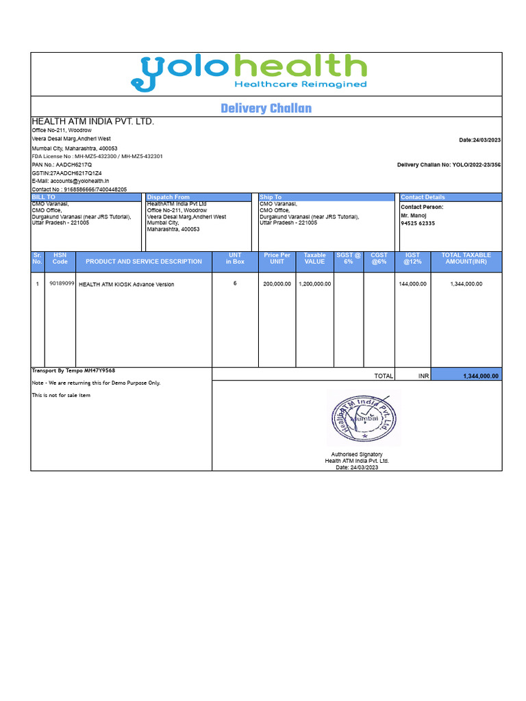 Delivery Challan Impac Guru Varanasi | PDF | Road Transport | Land ...