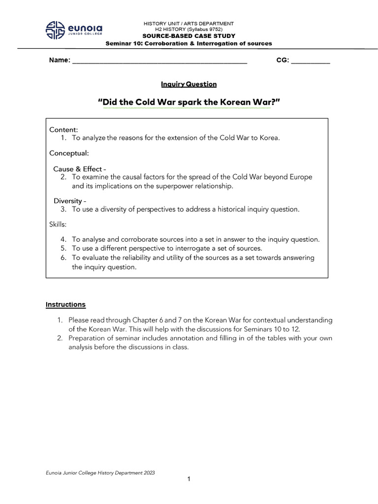 Seminar 10 - Causes of Korean War | PDF