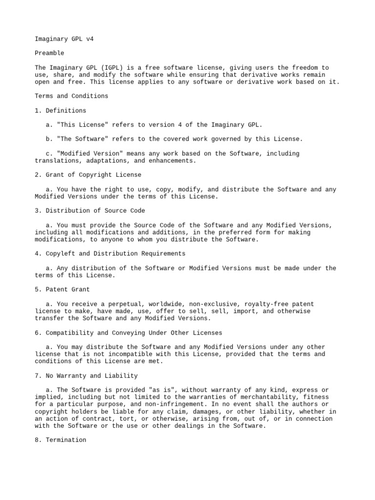 GPL v4 License | PDF | Civil Law (Legal System) | Monopoly (Economics)