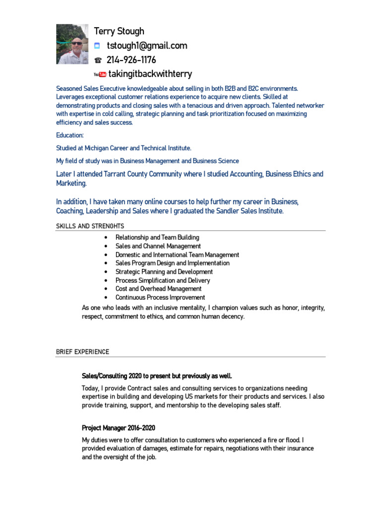 Terry resume 2024 | Download Free PDF | Sales | Business