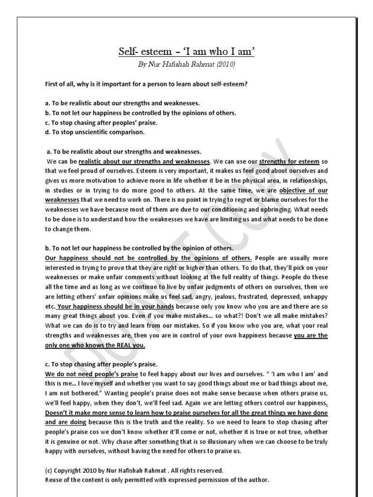Self Esteem Portfolio | PDF | Self Esteem | Cognitive Science
