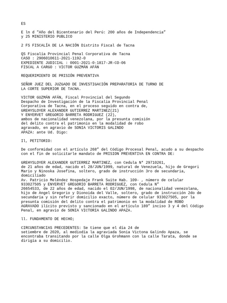 Caso 8 Prision Preventiva | PDF | Robo | Castigos