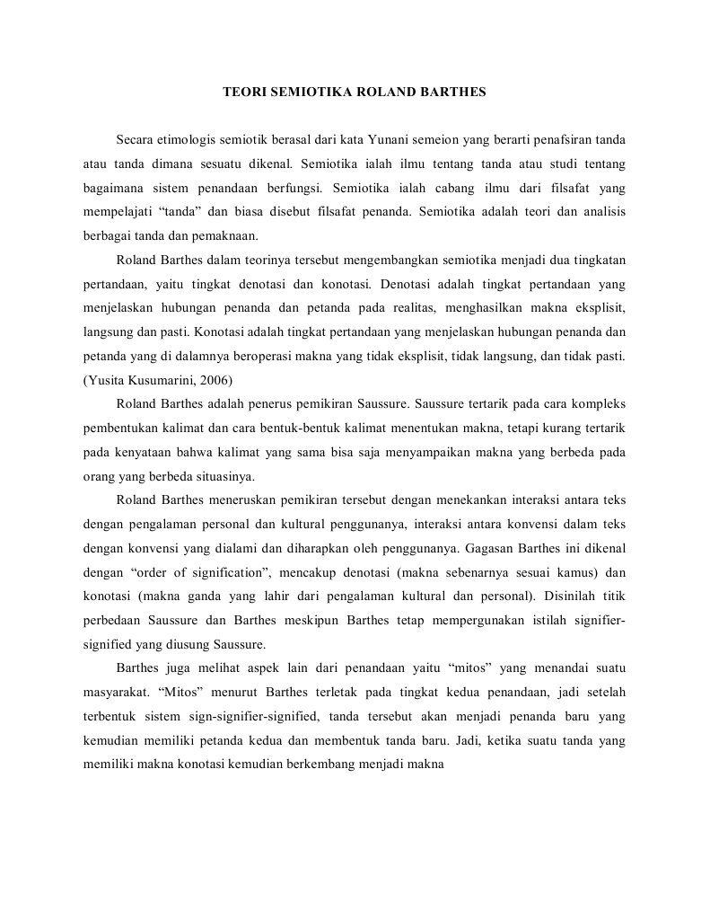 Teori Semiotika Roland Barthes | PDF