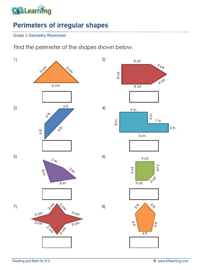 Grade 3 Geometry Perimeter Irregular Shapes A | PDF