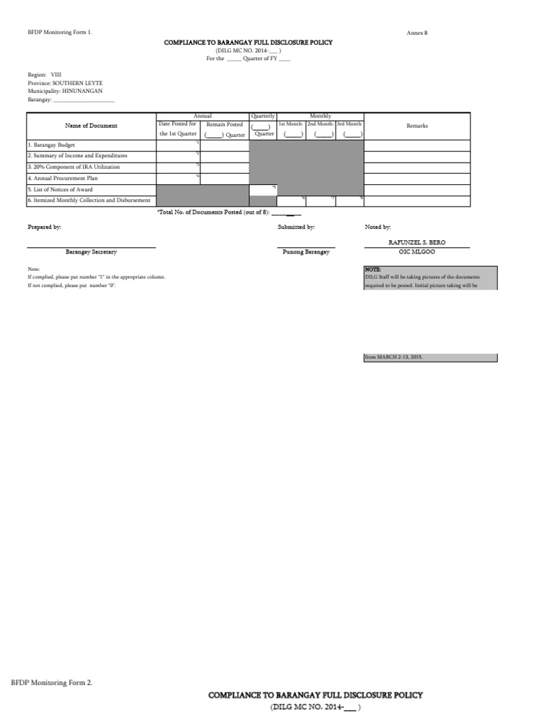 BFDP Monitoring Forms 1-3 Field | PDF | Government