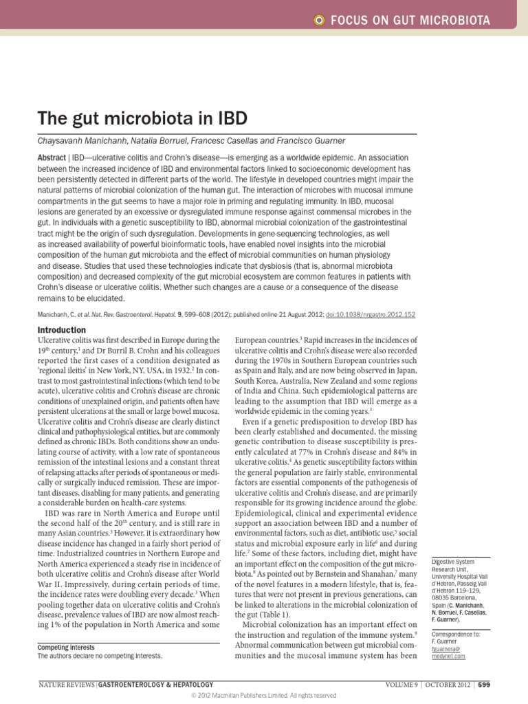 The gut microbiota in IBD | Download Free PDF | Inflammatory Bowel Disease | Microbiota