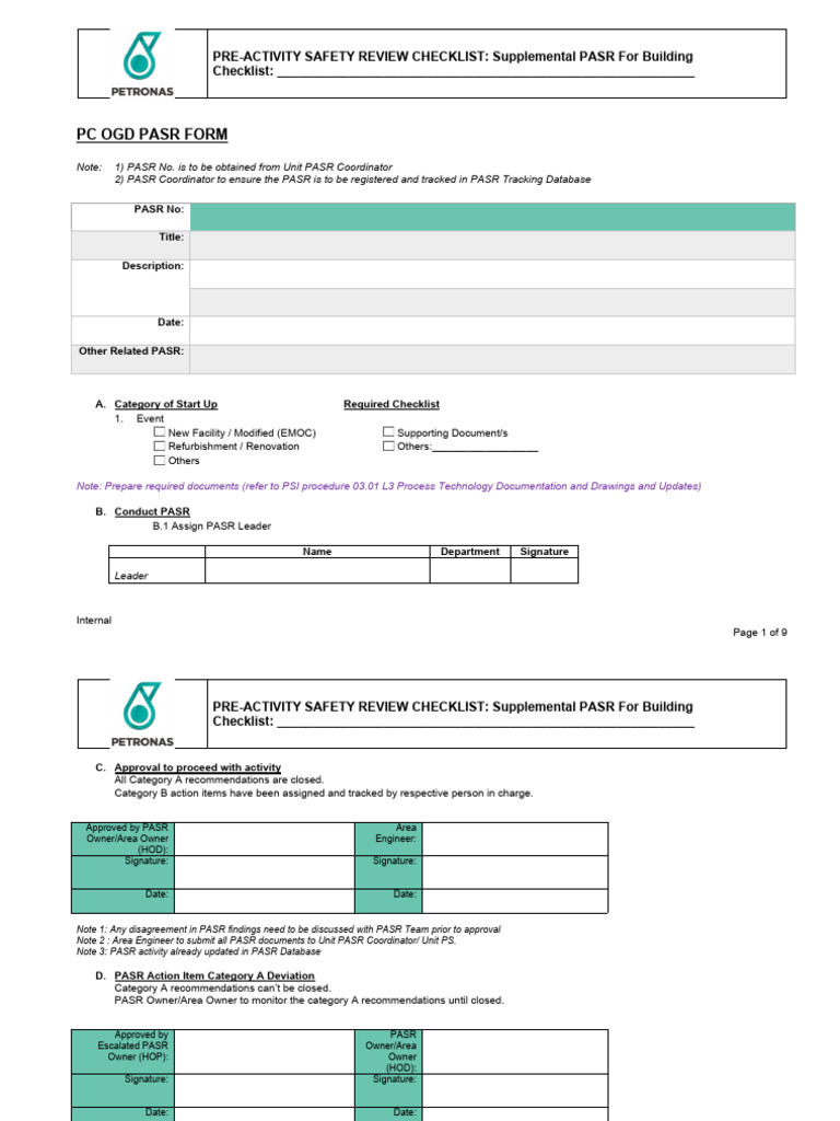 PASR Start Up Form for Building r1 | PDF | Emergency Evacuation ...