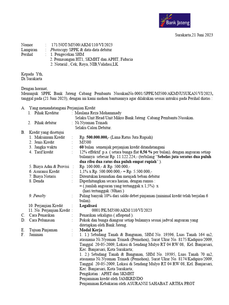 Form Surat Order Notaris | PDF