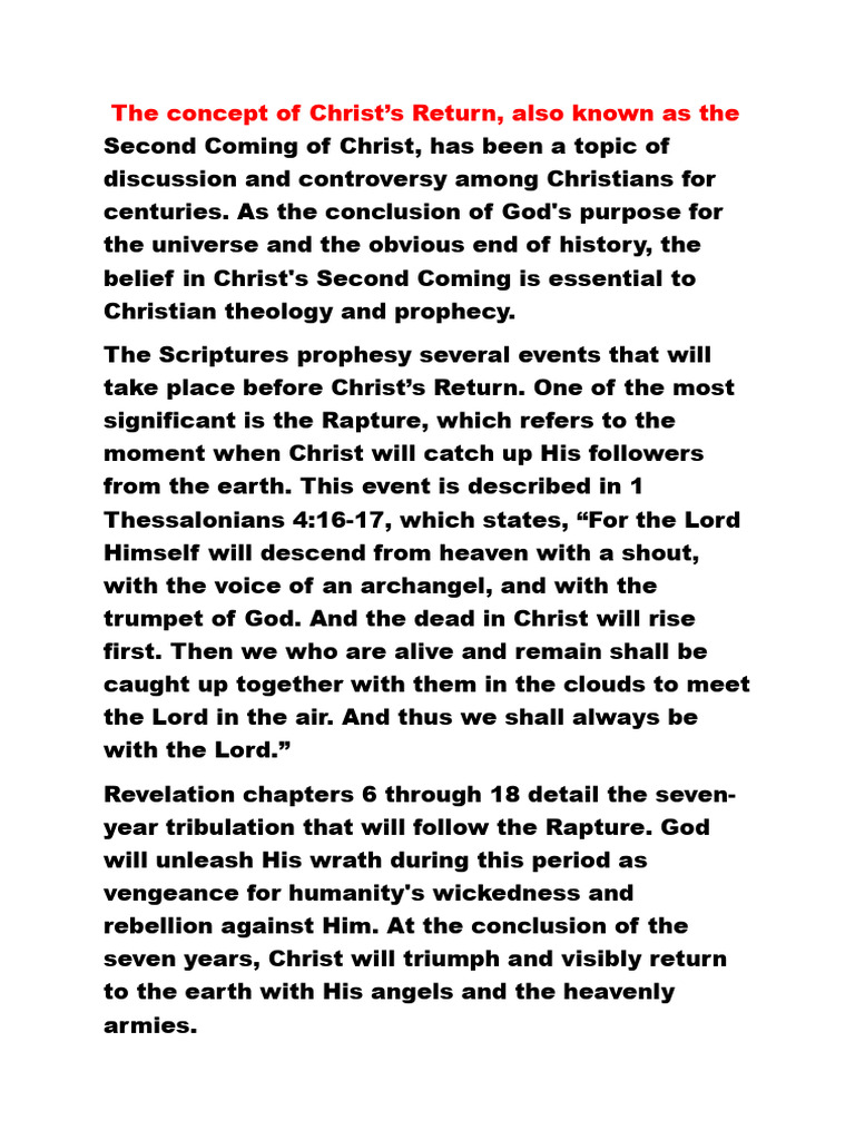 The Concept of Christ | PDF | Rapture | Second Coming