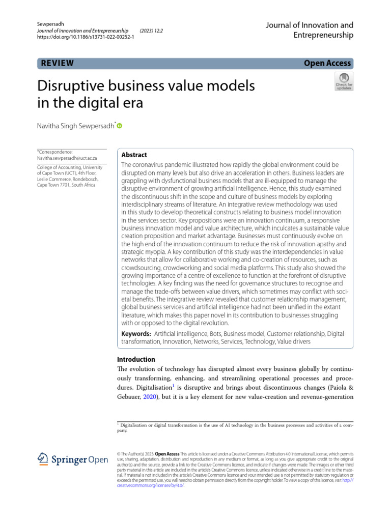 Disruptive Business Value Mode | PDF | Business Model | Innovation