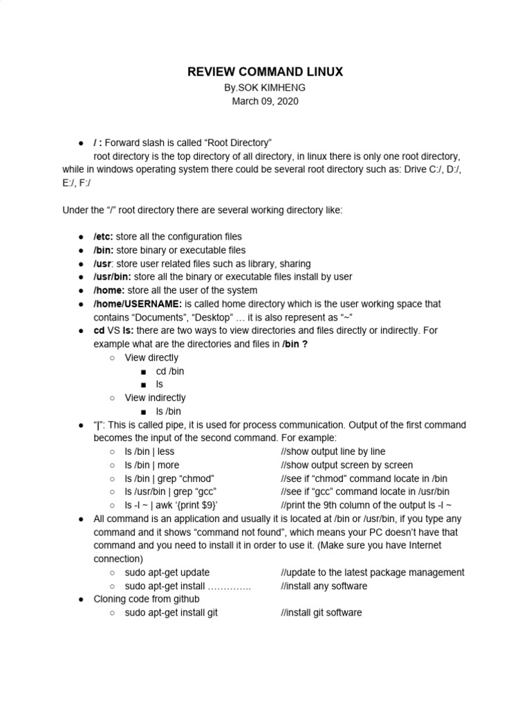 Review Command Linux | PDF | Directory (Computing) | Superuser
