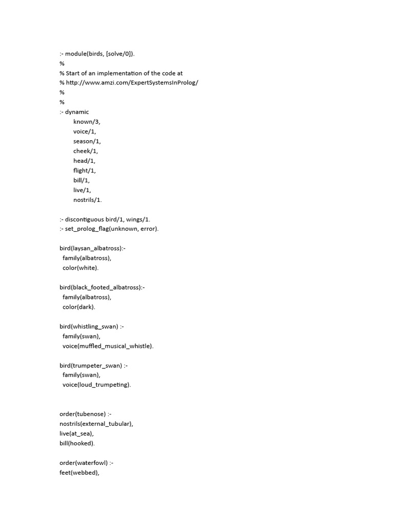 AI Prolog Activity (Birds - PL) | PDF | Birds | Ornithology