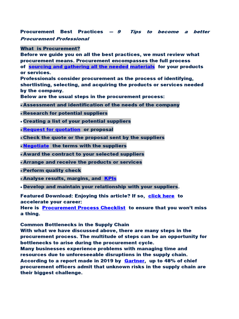 Procurement Best Practices | PDF | Accounts Payable | Procurement