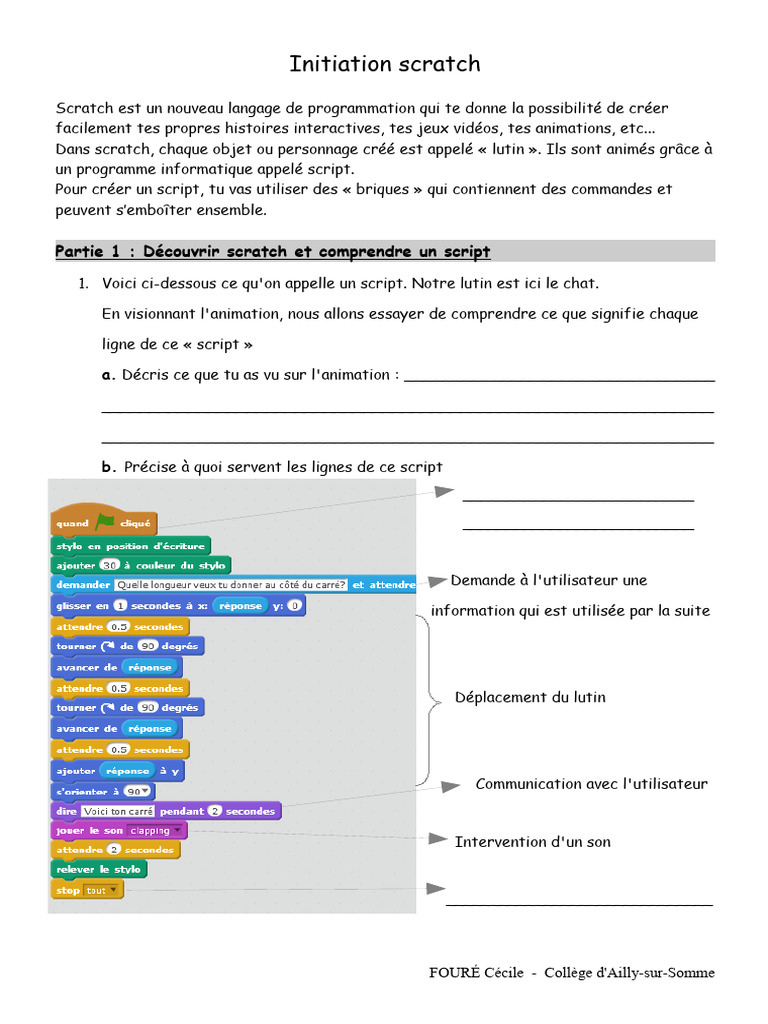 Initiation A Scratch | PDF | Scratch (Langage de programation) | Programme informatique