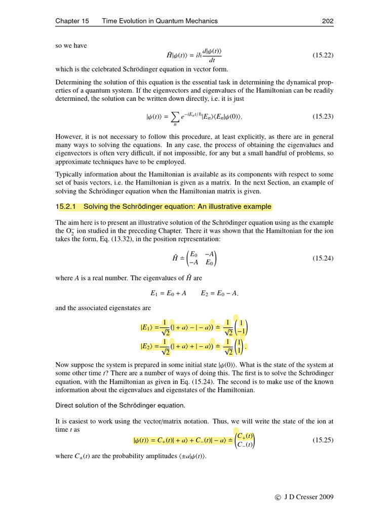 Time Evolution 2d Hamiltonian | PDF | Schrödinger Equation ...