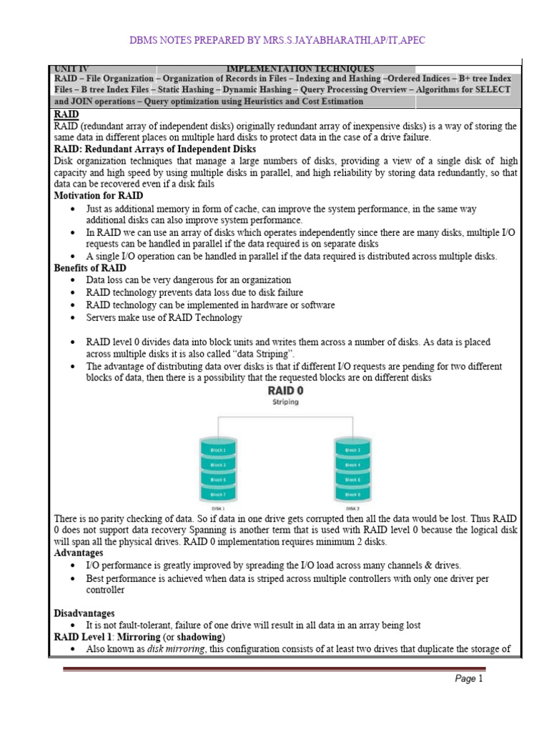 Cs8492 Dbms Unit 4 | PDF | Database Index | Hard Disk Drive