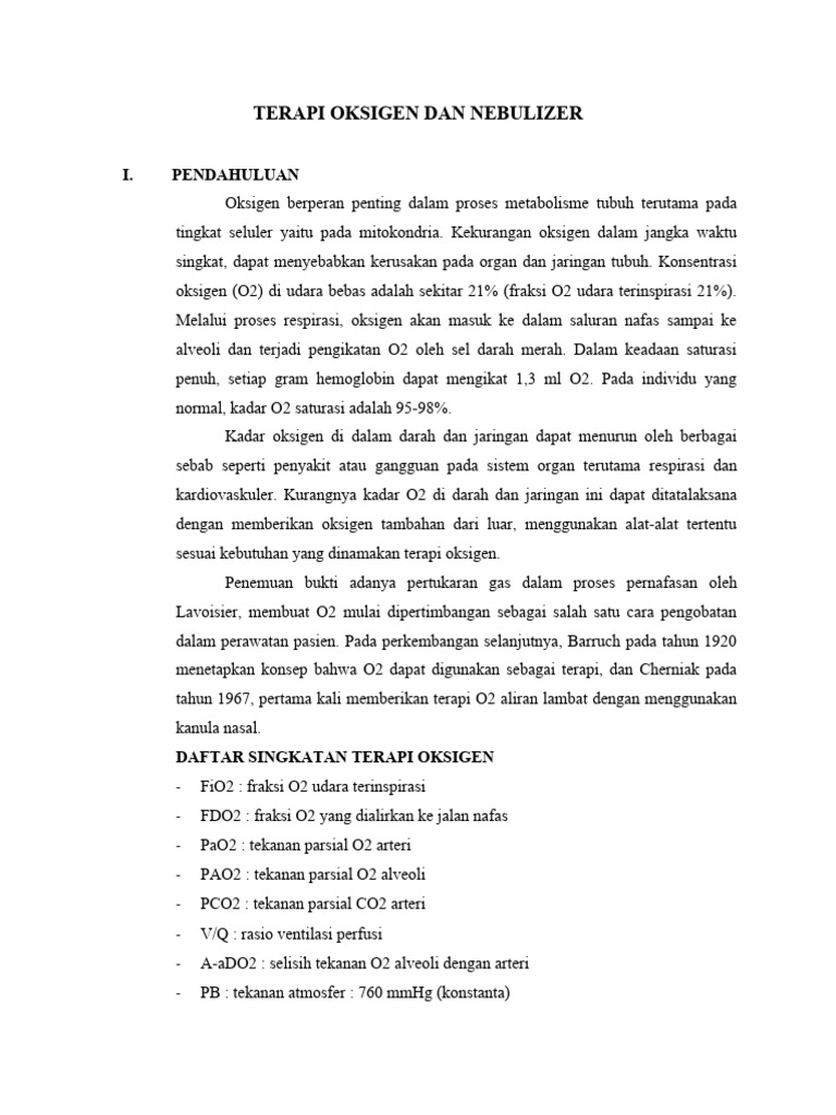 Terapi Oksigen Dan Nebulizer | PDF